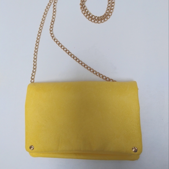 Bags | Small Yellow Purse With Gold Chain Strap | Poshmark